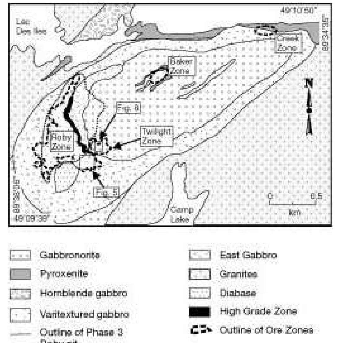 Fic. 4. simplified geologic map of the mine block intrusion
