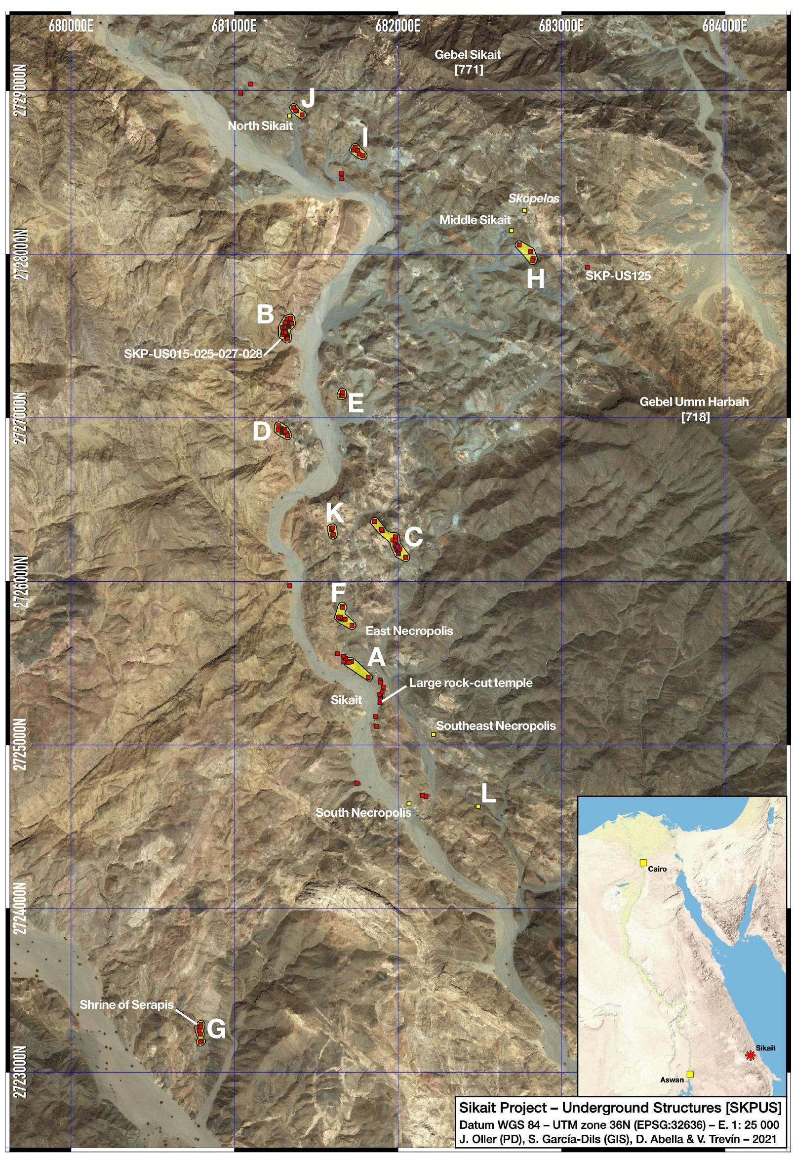 General map of the mining zones in wadi sikait area (sikait