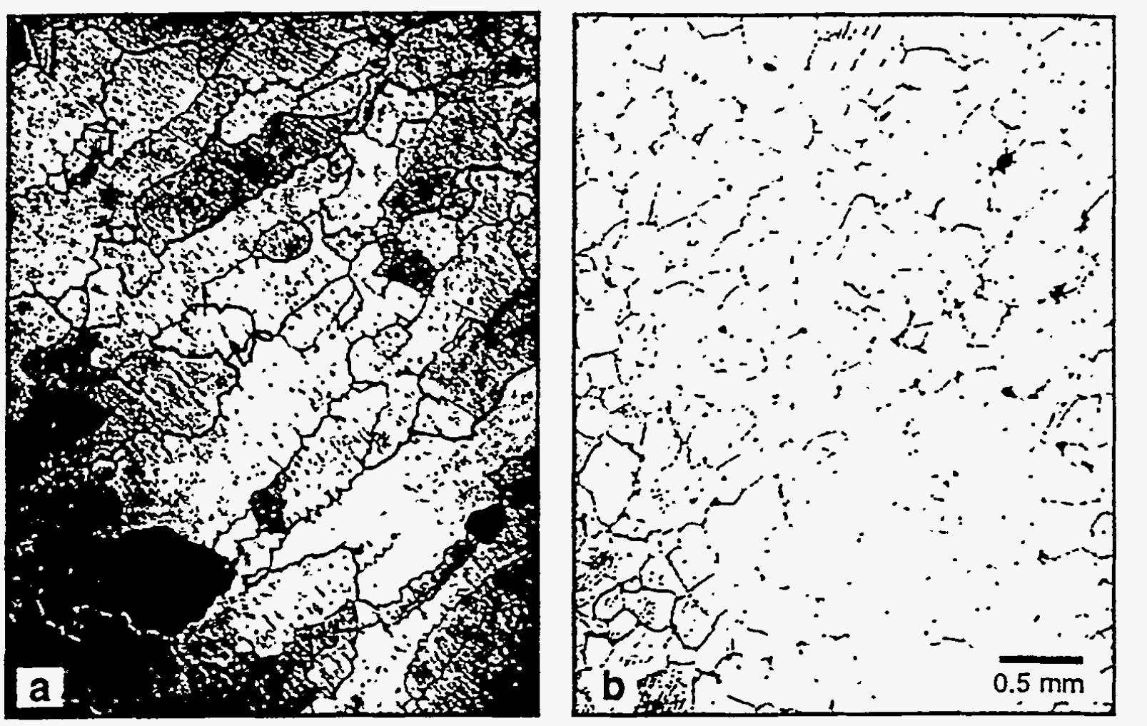 , metallography to show grain sizes of as-cast feal alloys