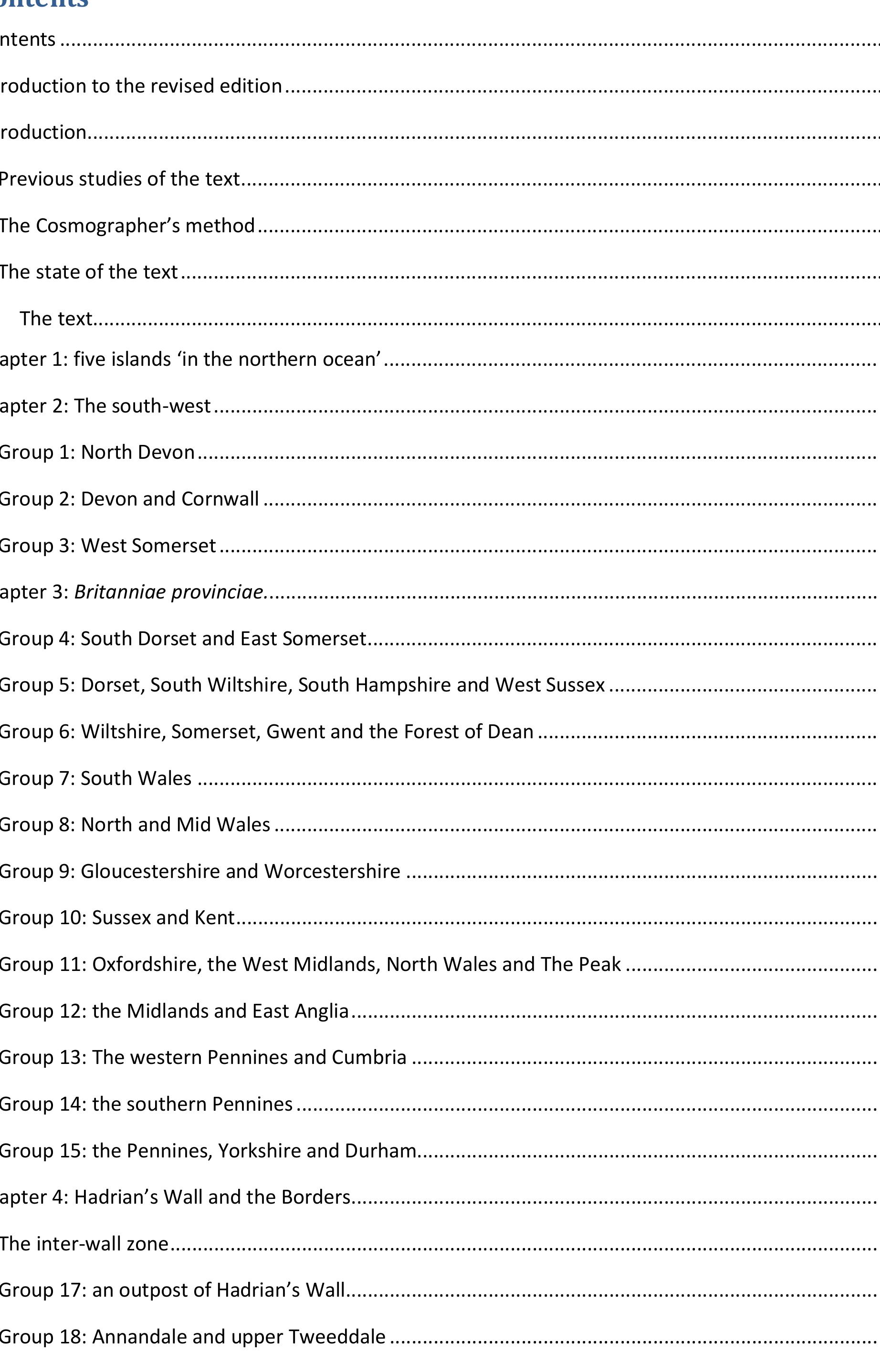 Table 1 - BRITANNIA IN THE RAVENNA COSMOGRAPHY: A