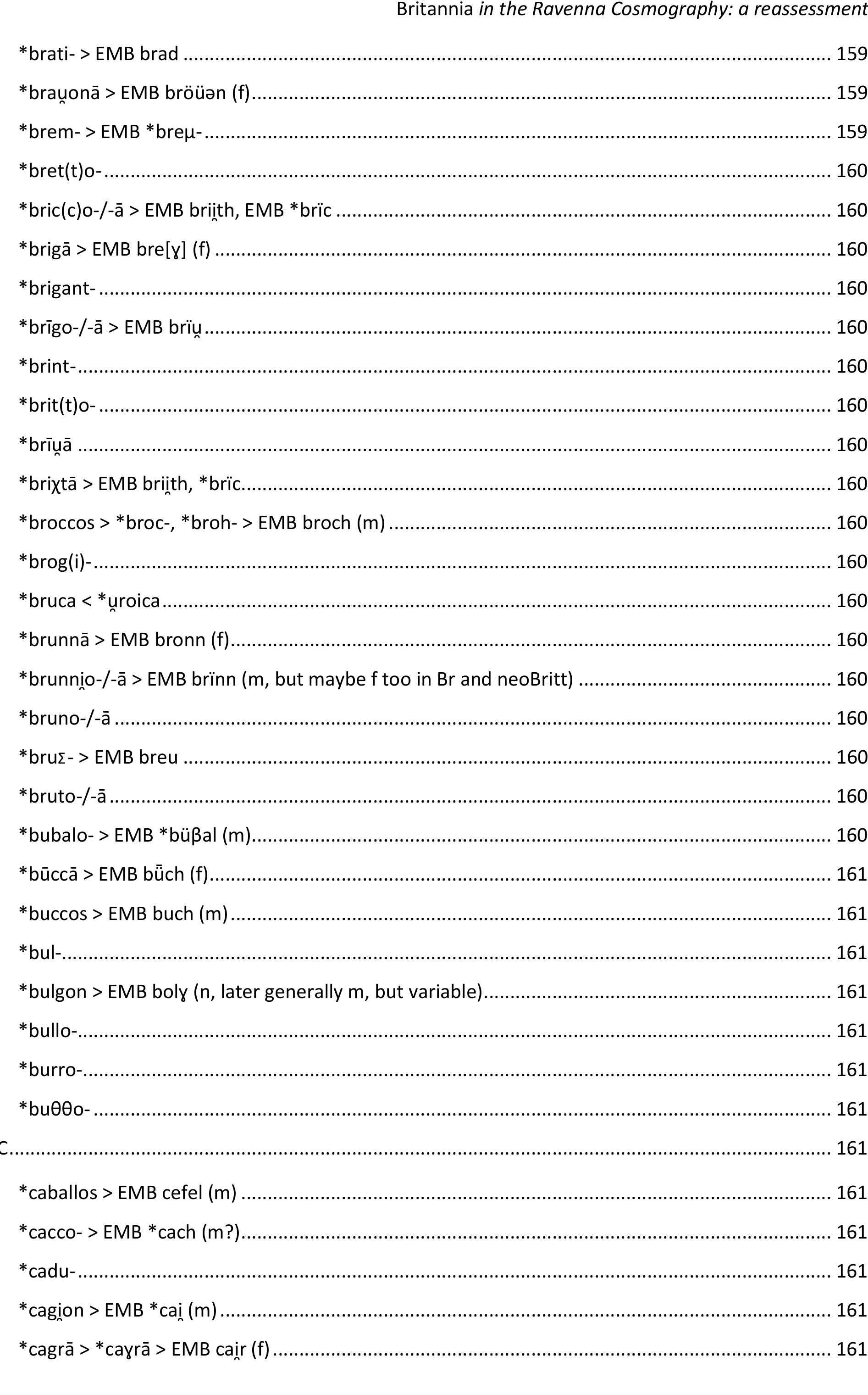 Table 8 - BRITANNIA IN THE RAVENNA COSMOGRAPHY: A