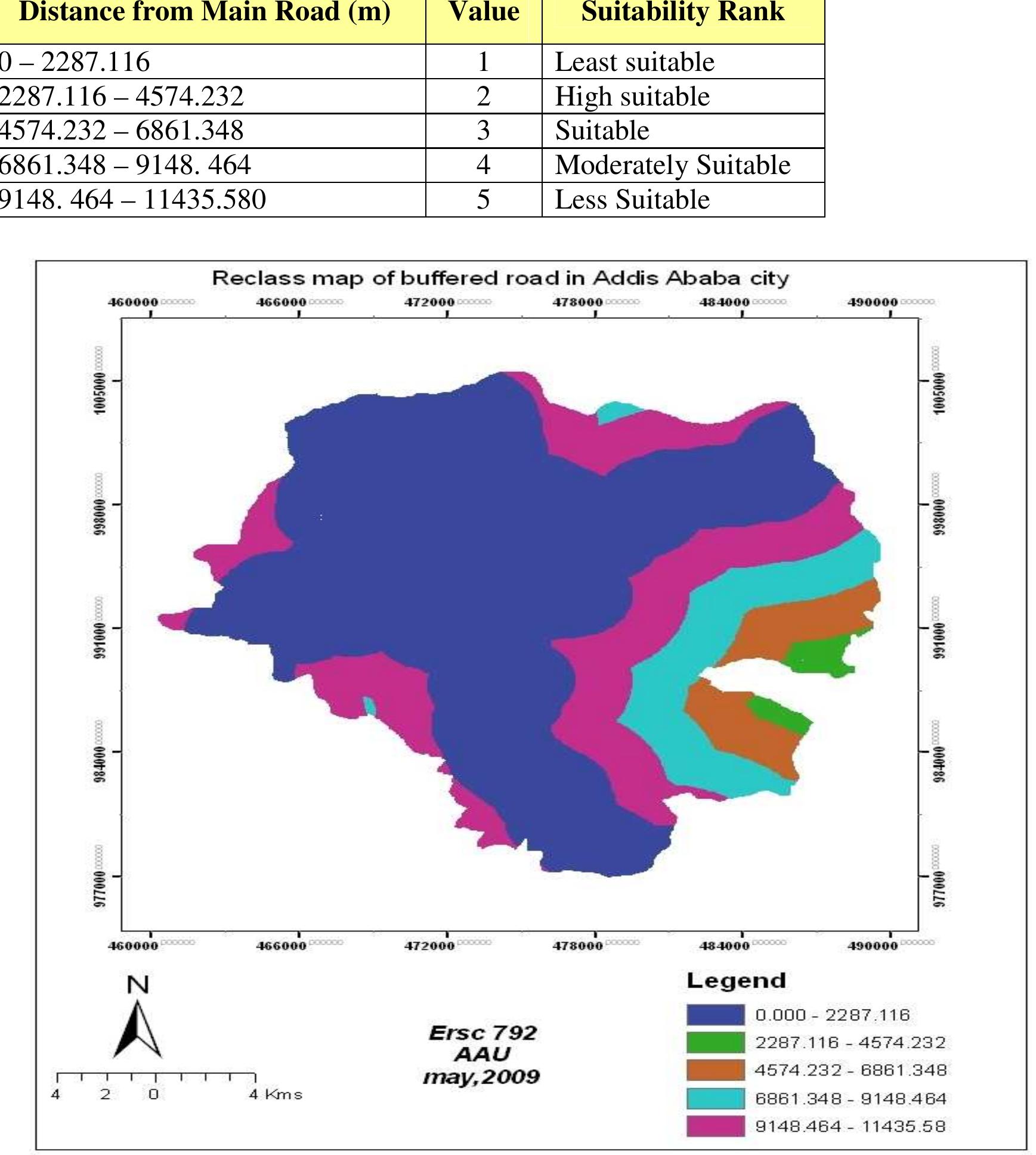 -20: main road distances map of addis ababa city for