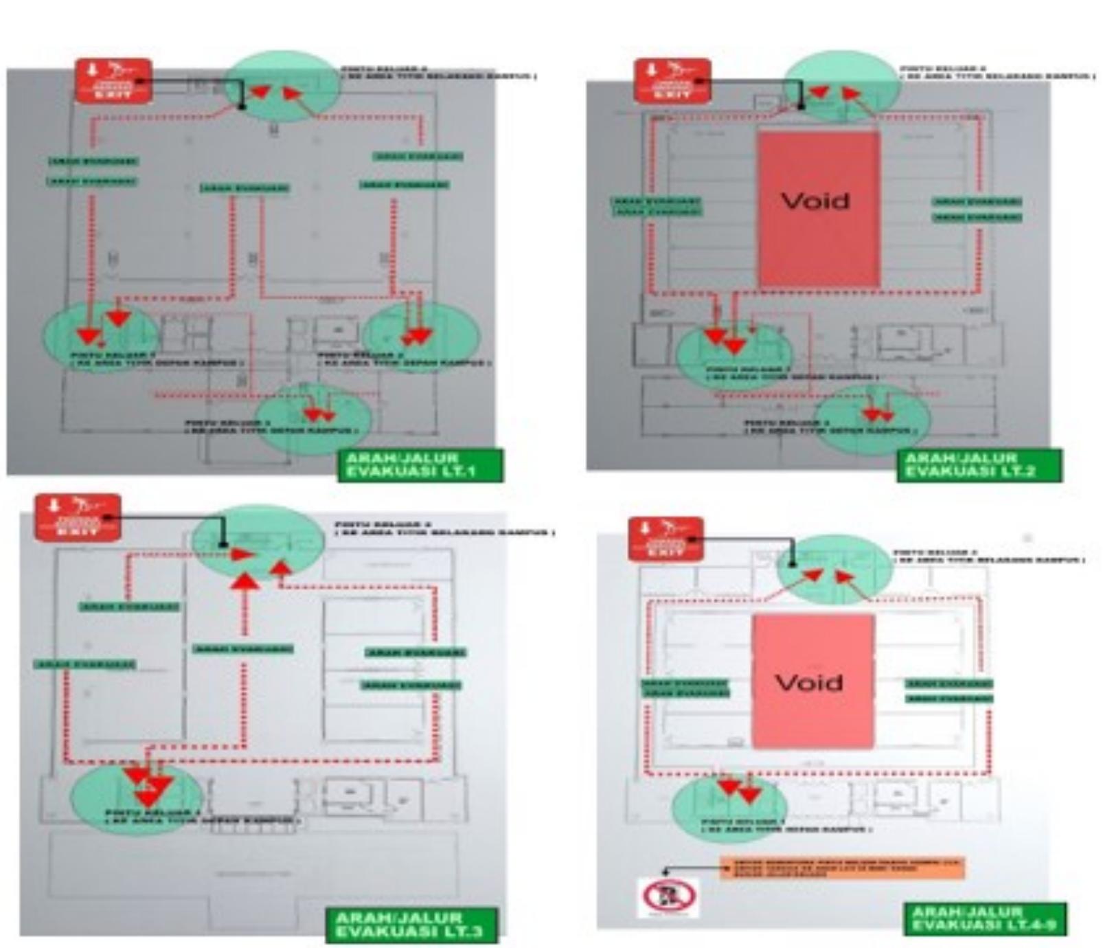 Evacuation route design in fajar university building amtunan