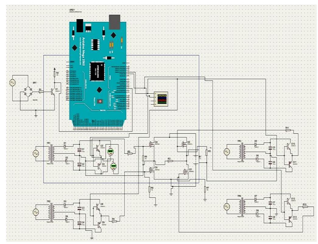 Proteus schematic of inverter inverter circuit simulation