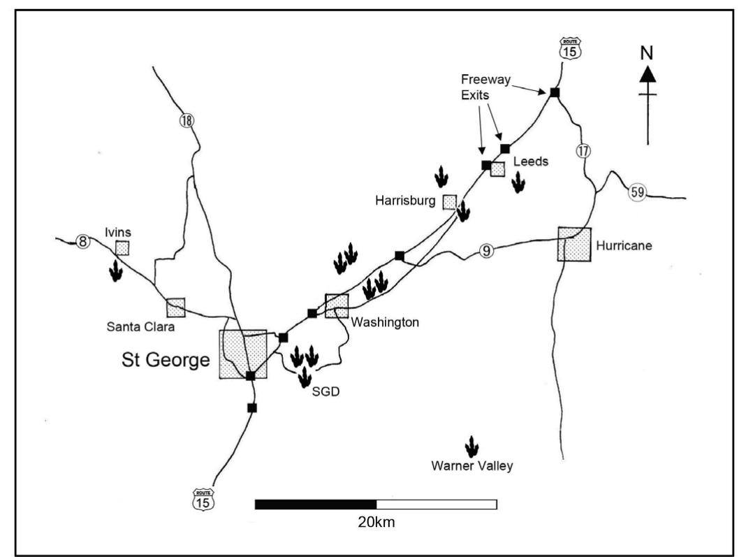Locality map showing general locations of dinosaur