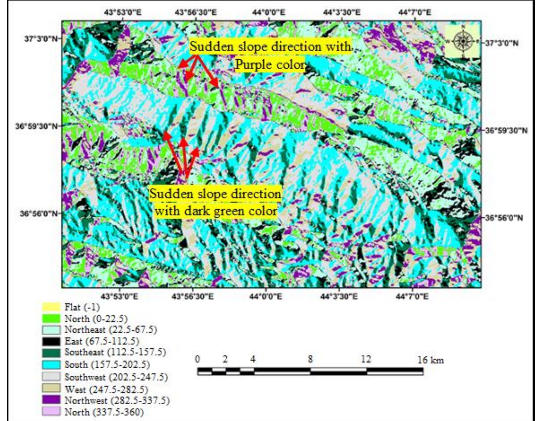 Aspect map of the study area 4.4. curvature map