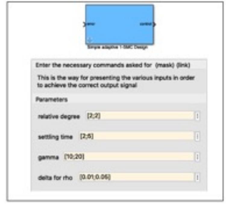 Adaptive 1-smc design block with the mask overview two
