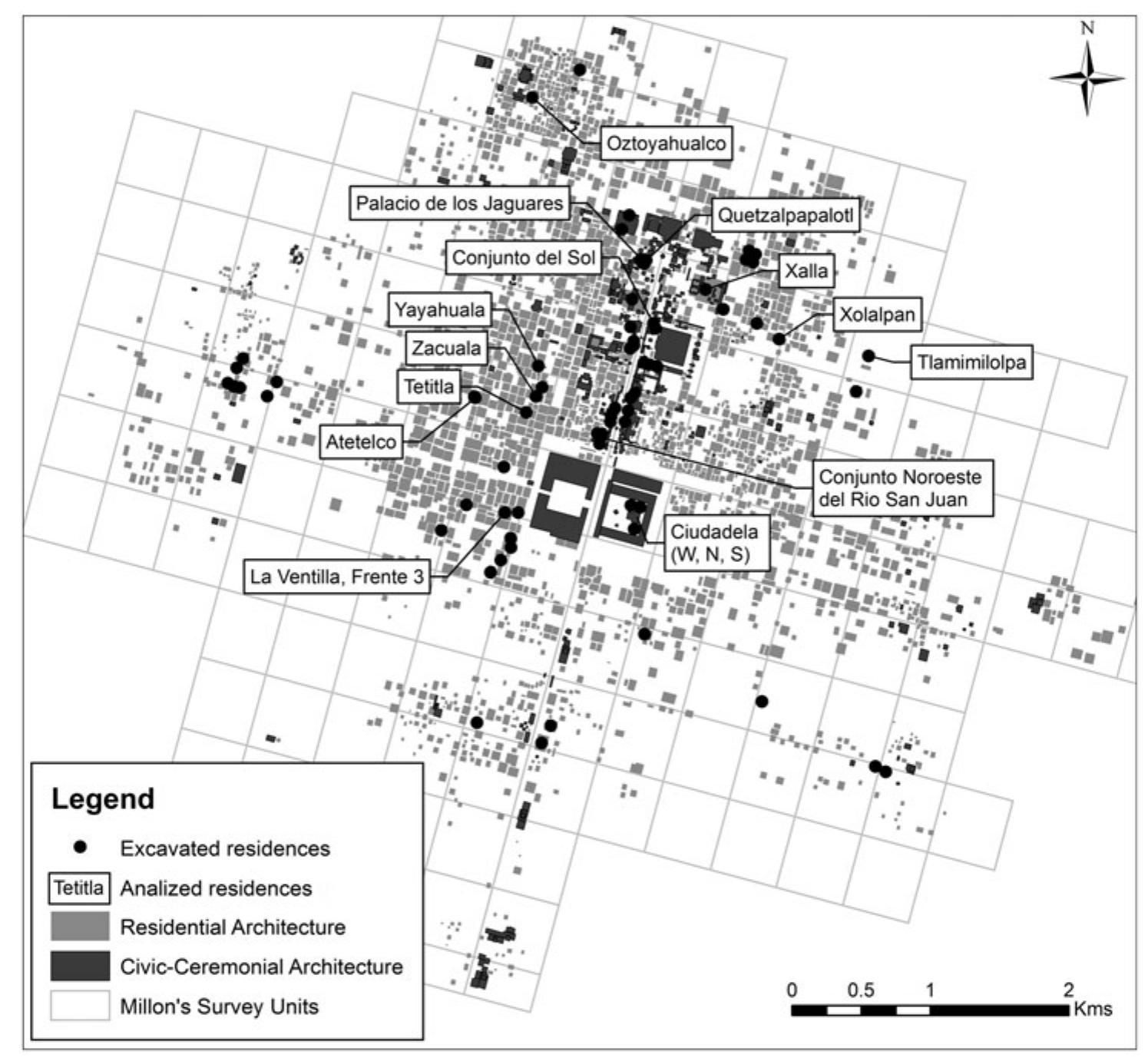 Teotihuacan mapping project (tmp) map of structures at
