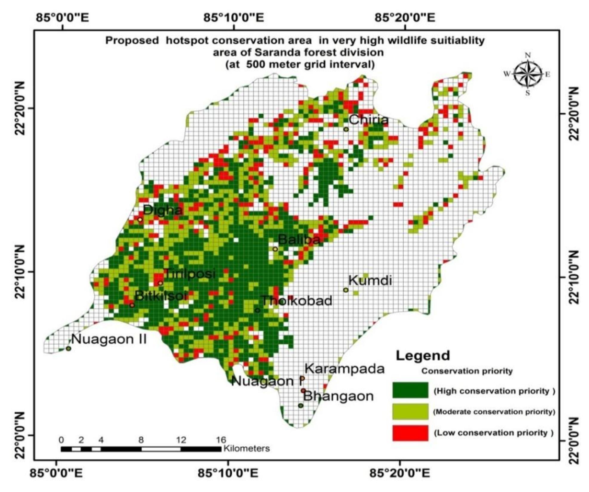 Conservation area map of saranda forest division.