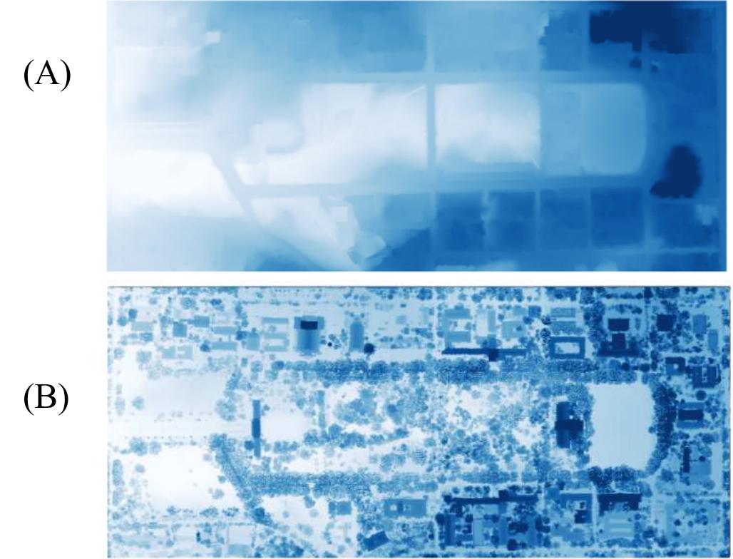 Lidar data products used include (a) digital terrain model