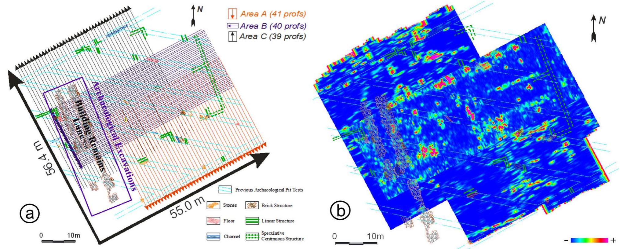 Schematic maps of new archaeological excavations overlapped