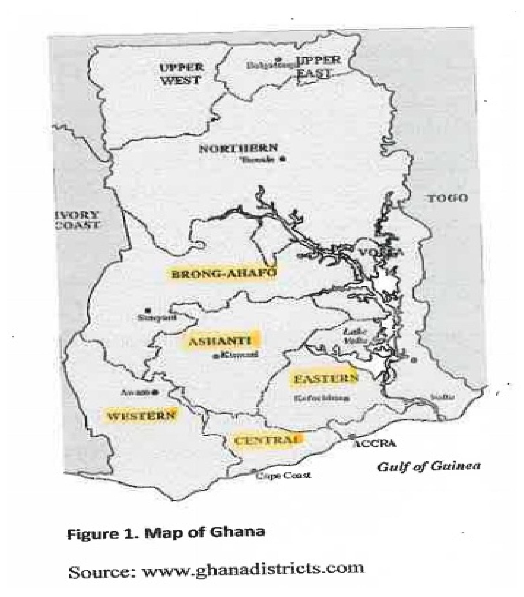 The above highlighted regions are the akan speaking areas.