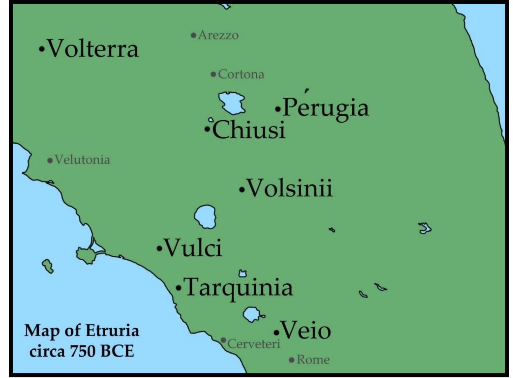 1 map of major etruscan cities (© bronwen macdonald) and