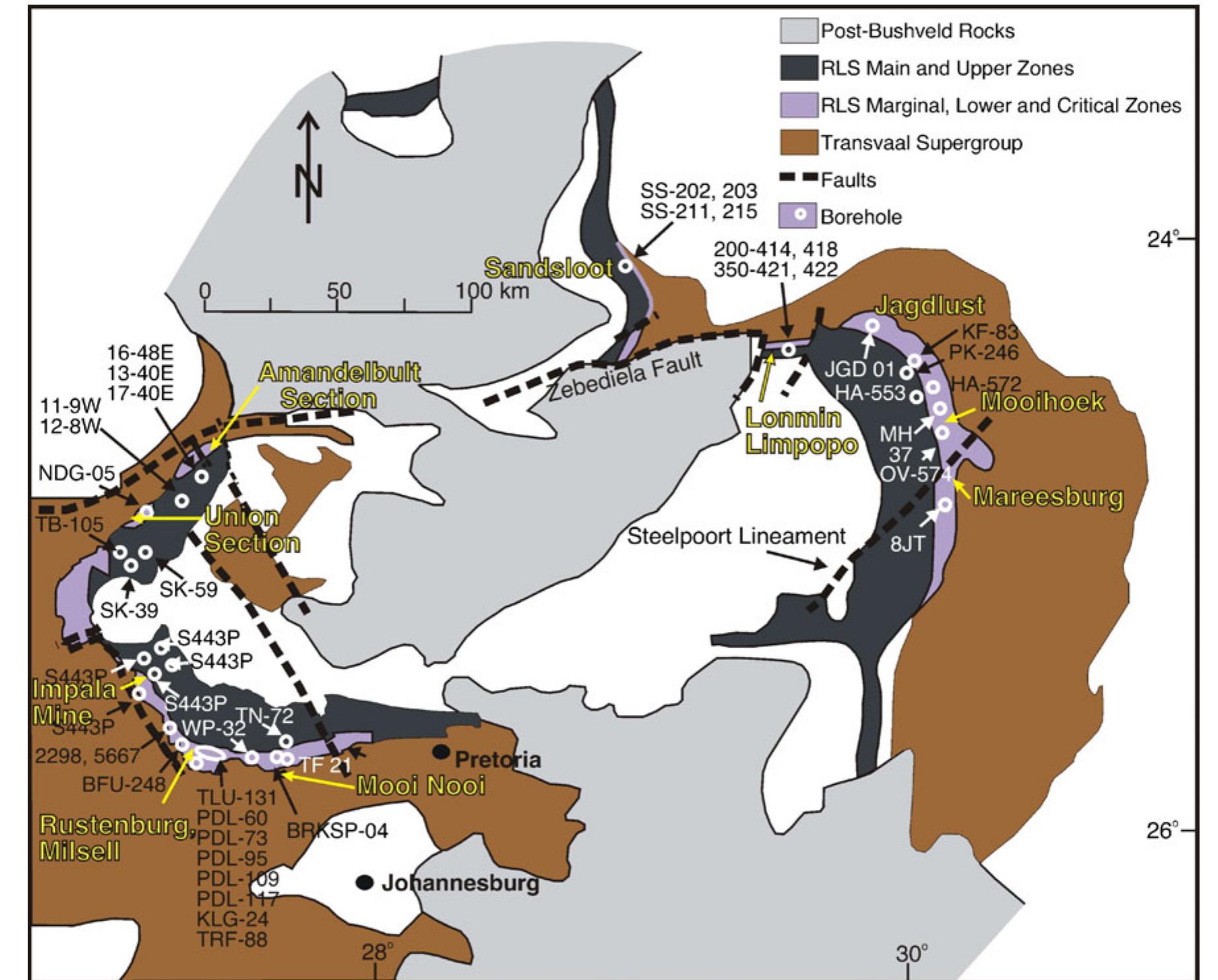 Map of the bushveld complex (modified after eales and