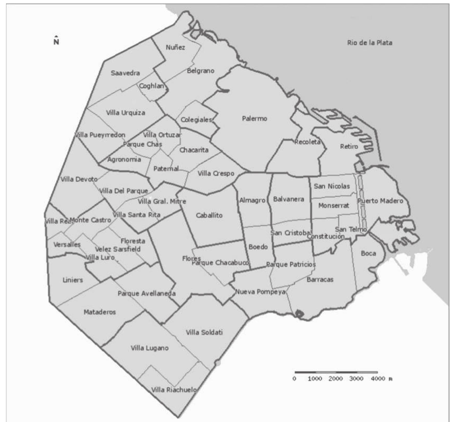 Map of official neighborhoods in buenos aires (research