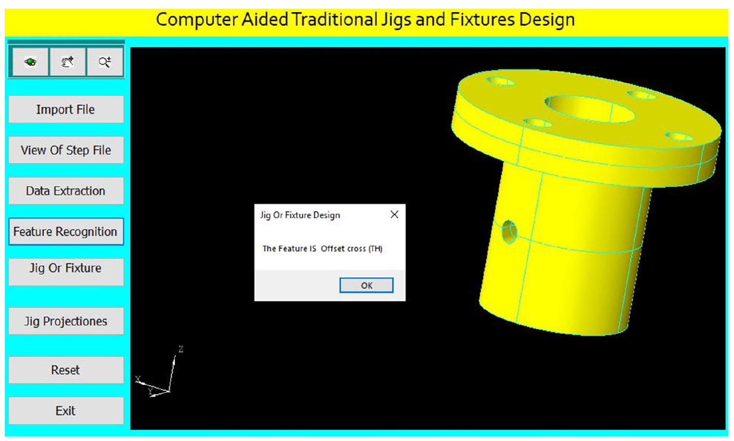 Automatic feature recognition of an offset cross
