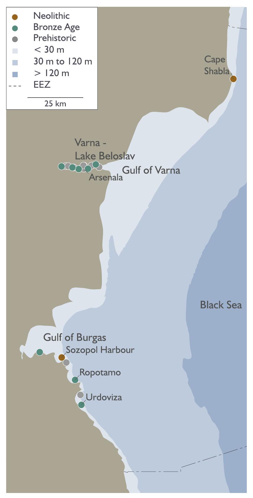 2 detailed map of submerged sites on the bulgarian coast.
