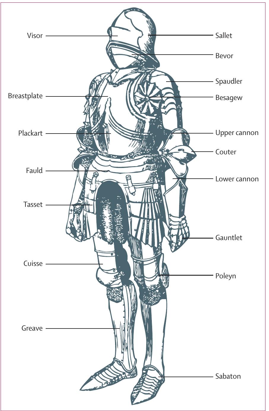 Schematic illustration of 15th century plate armour king
