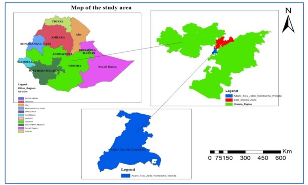 Location map of adami tulu jido kombolcha district. the