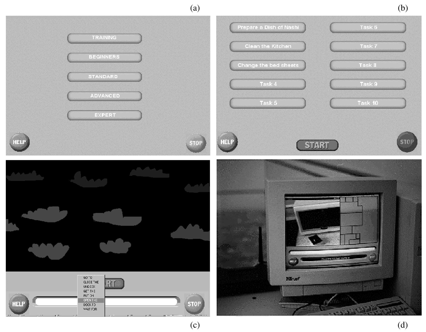 Some examples of the mmmi screen layout. (a) selection of