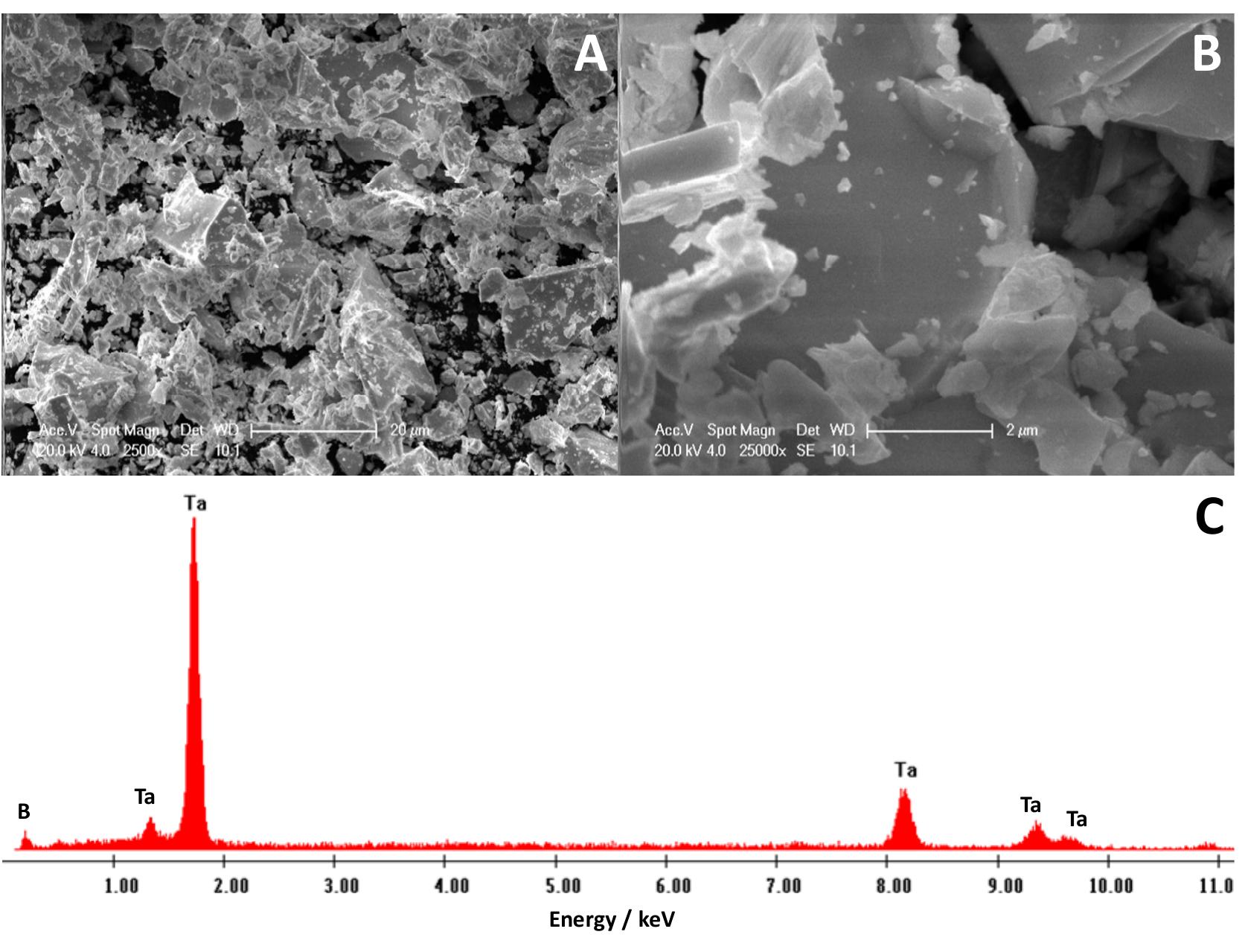 Sem images of tab in magnification (a) 2500, (b) 25000 and