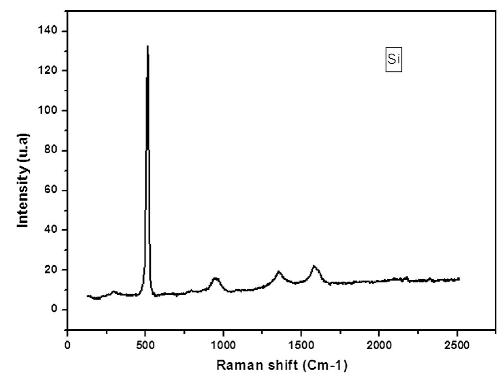 Raman spectra of silicon powder realized with the arc