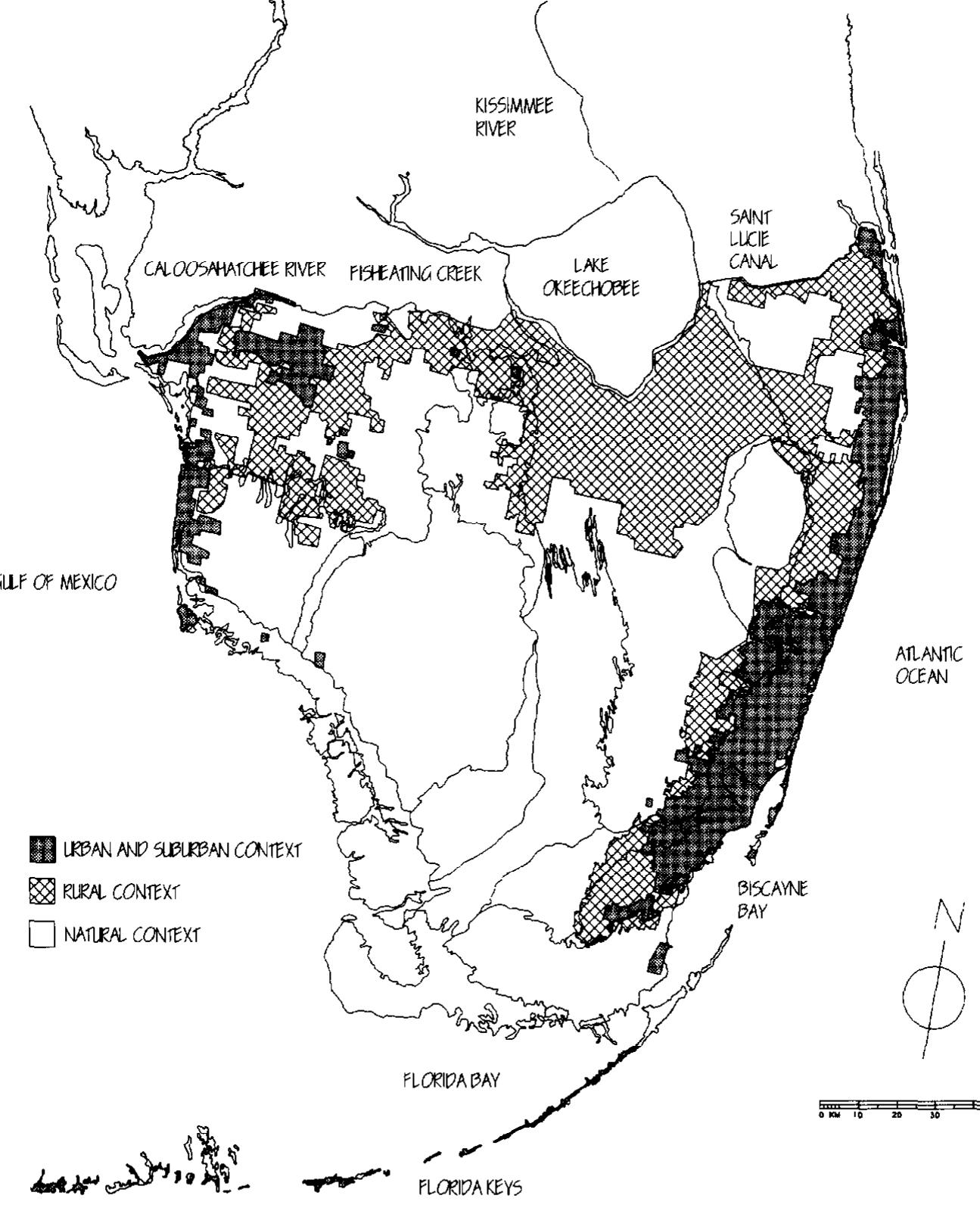 Map of the south florida contexts in 1992. the map