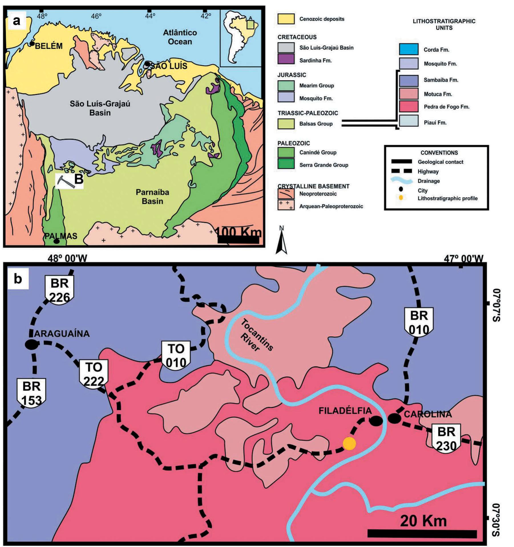 Geological and location map of the parnaiba basin (a) with
