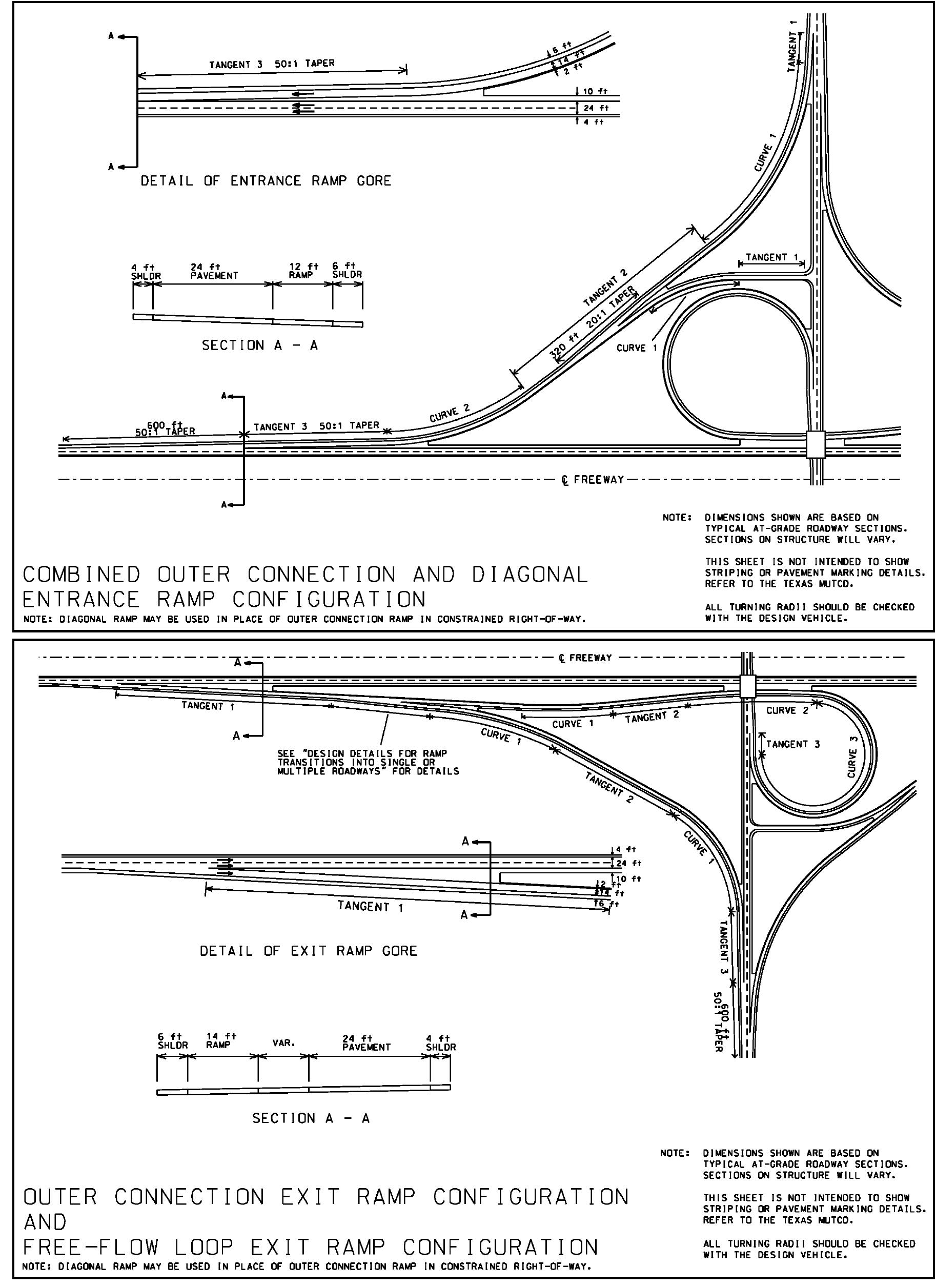 -4. typical parclo b interchange entrance and exit ramps.