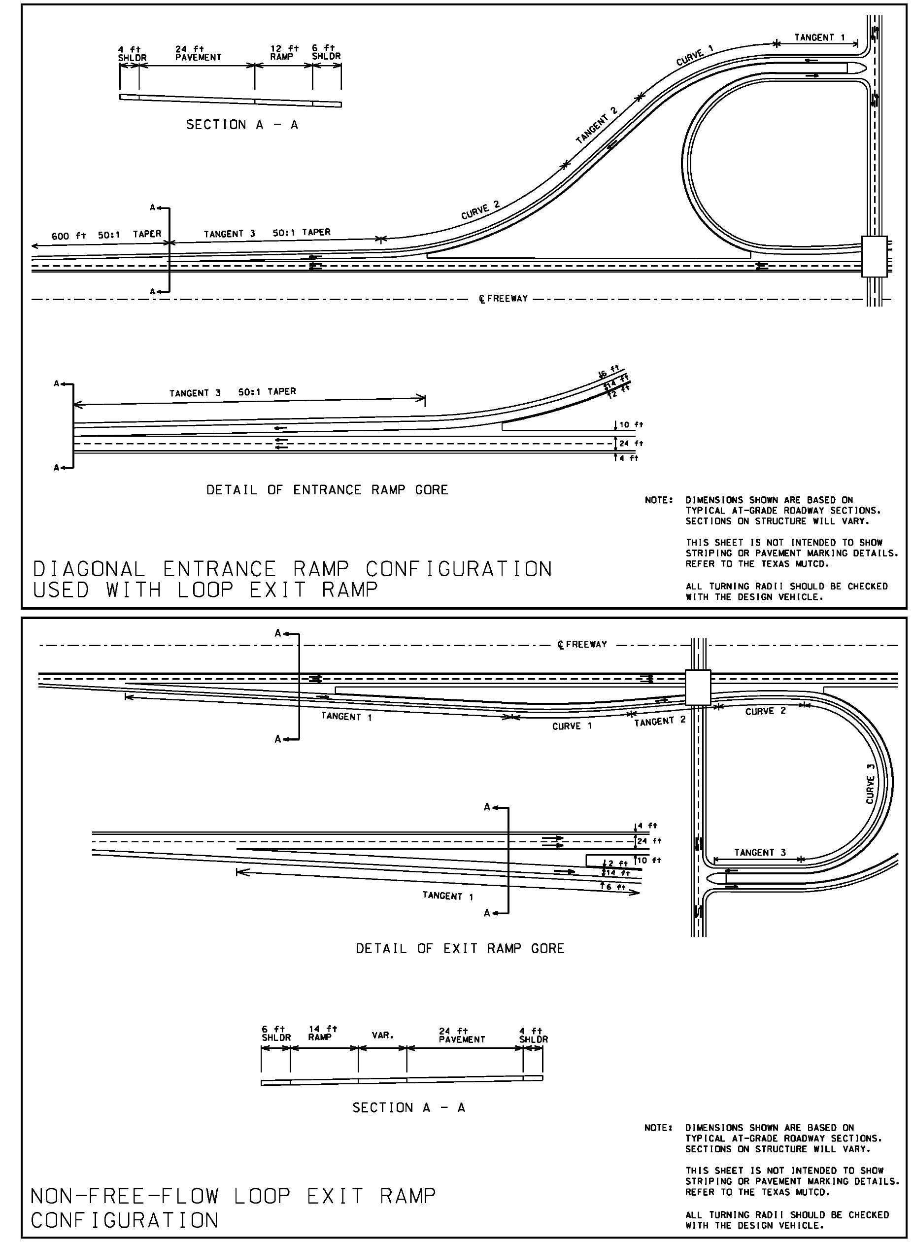 -5. typical parclo b (2-quad) interchange entrance and exit