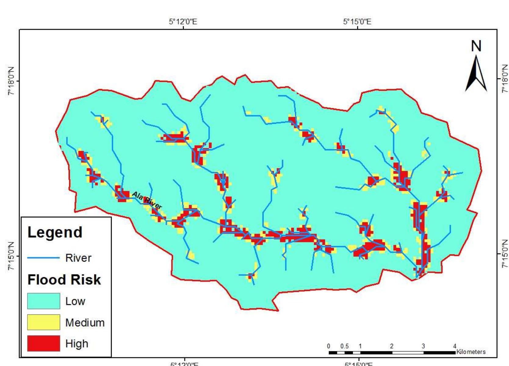 Map showing land use pattern in ala river basin fig. 7: map
