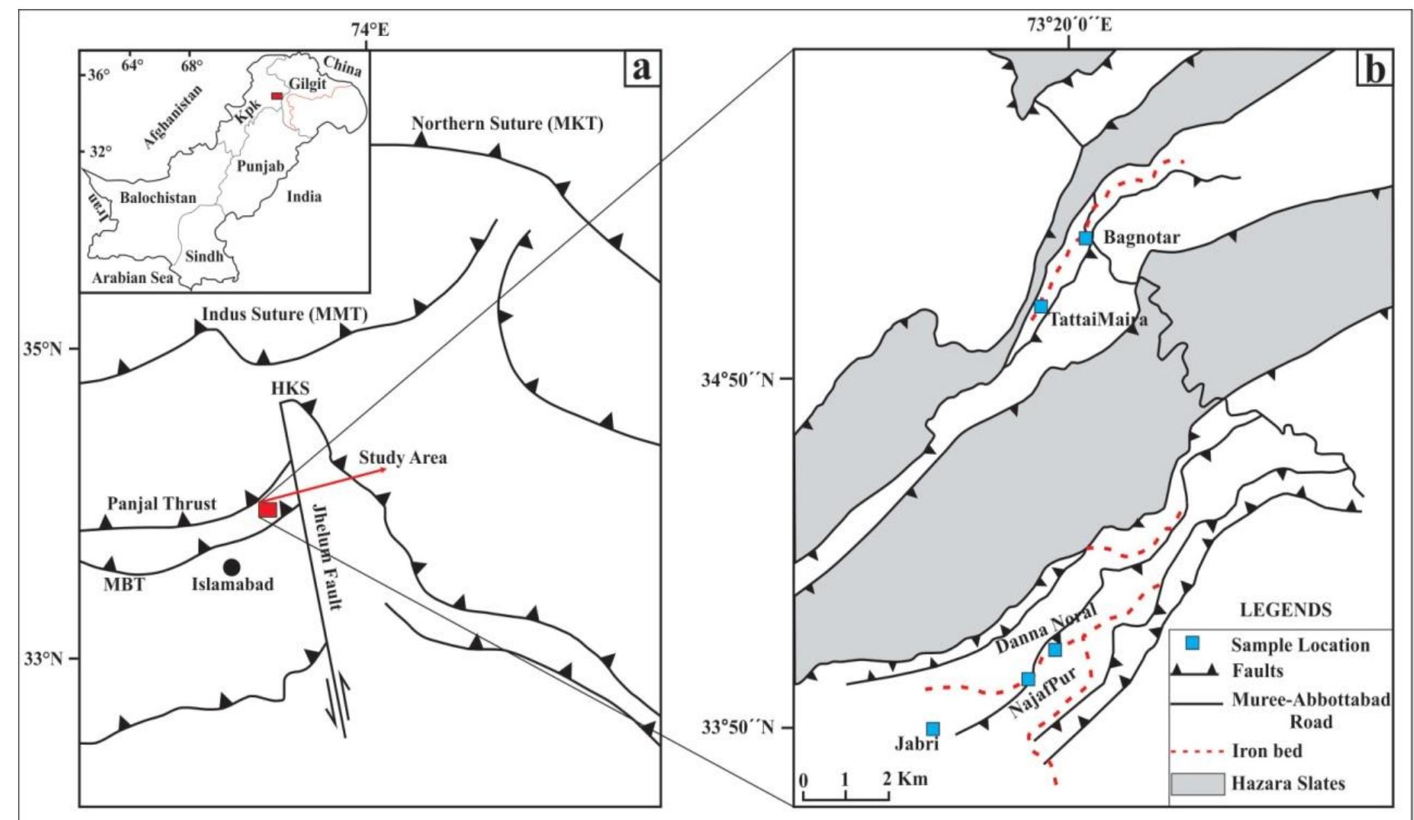 Ig. la) tectonic map of the study area modified after thakur