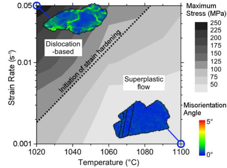 Deformation mechanism map for rr1000 showing the maximum