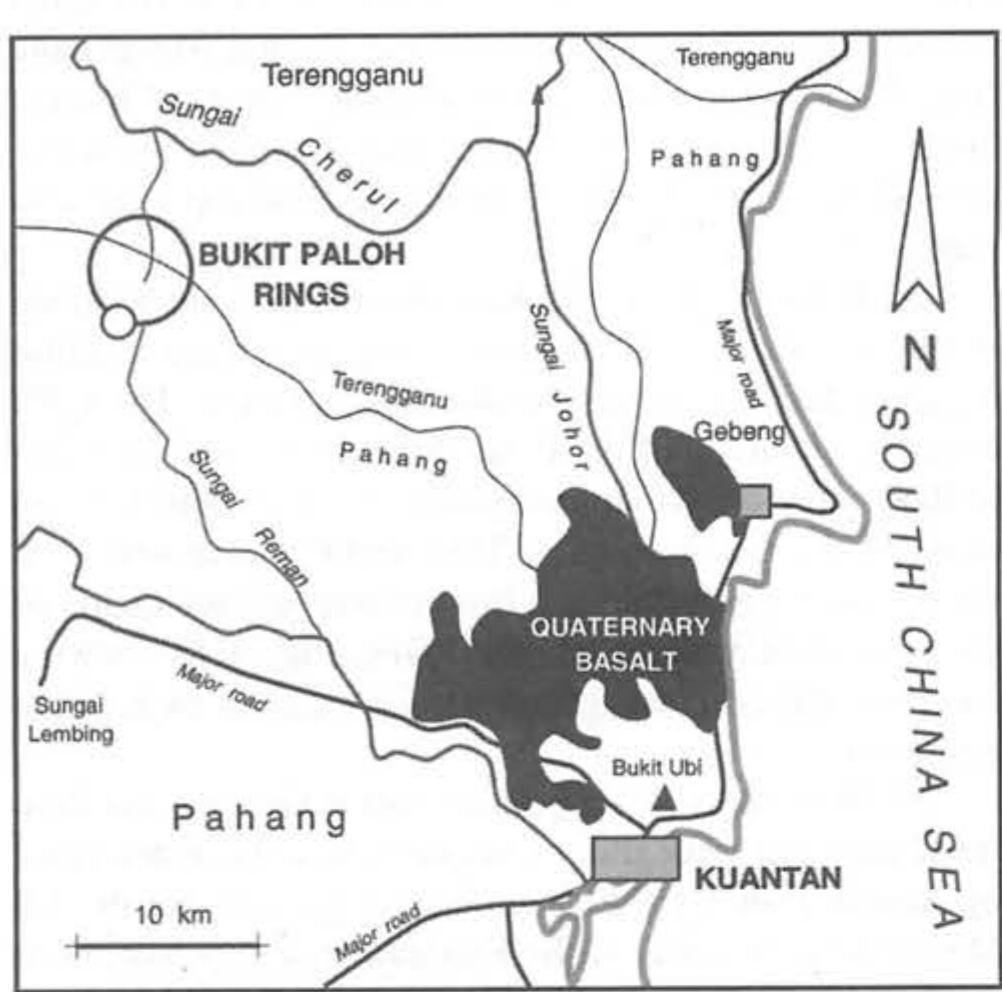 Location of bukit paloh rings on the pahang-terengganu