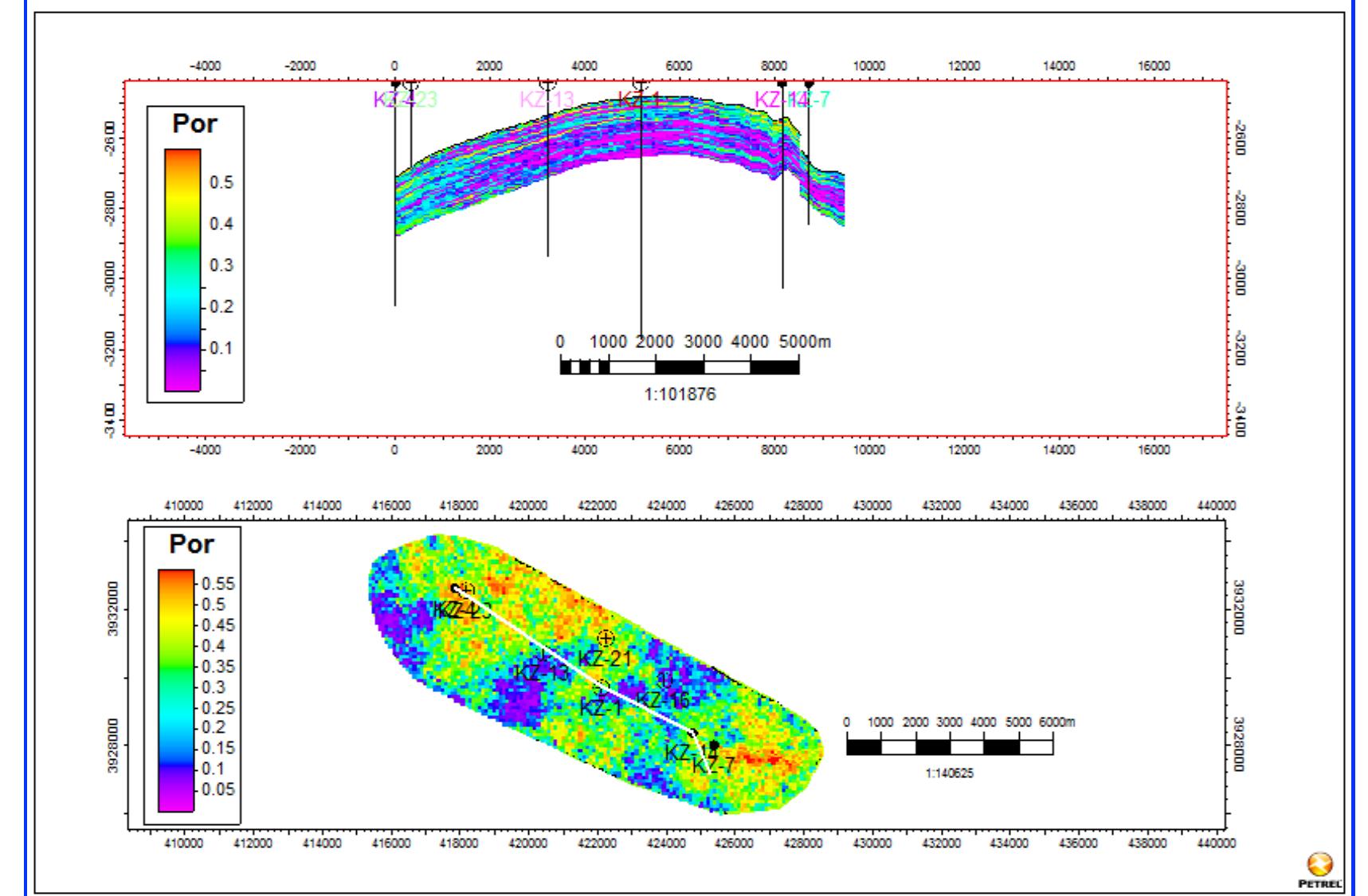 Average porosity value is 16.9%. this model was built by