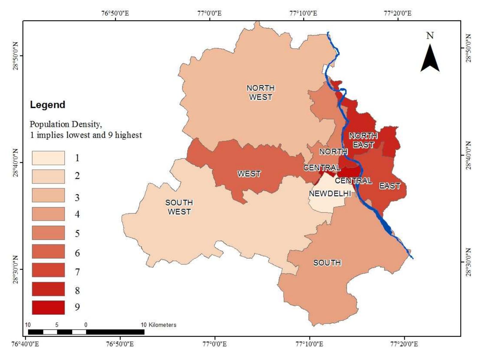 Population density map of delhi nct (revised). this