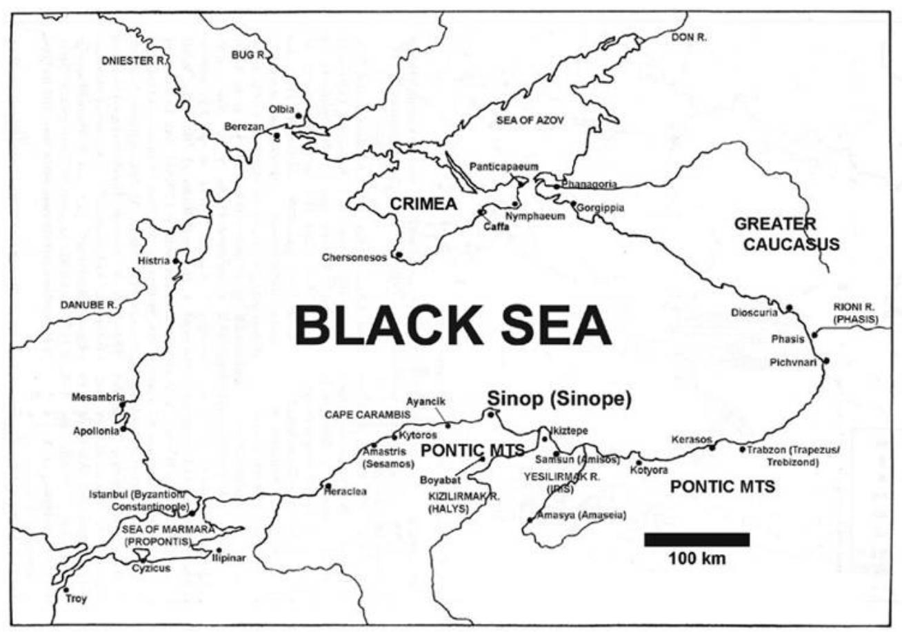 Map of the black sea nish and application of decoration.