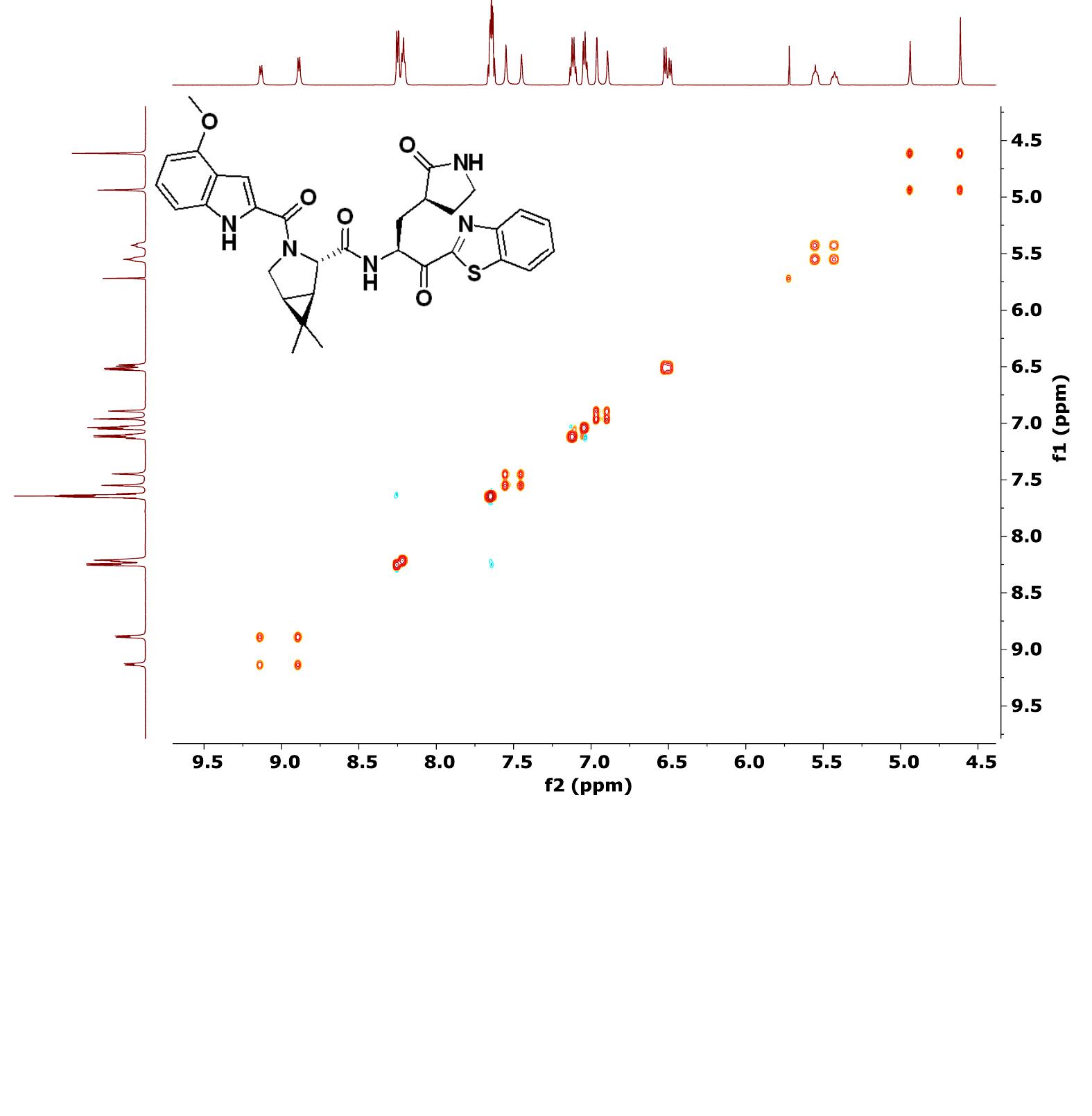 The 'h-'h noesy spectra of compound 3 in dmso-d¢ at 60°c.