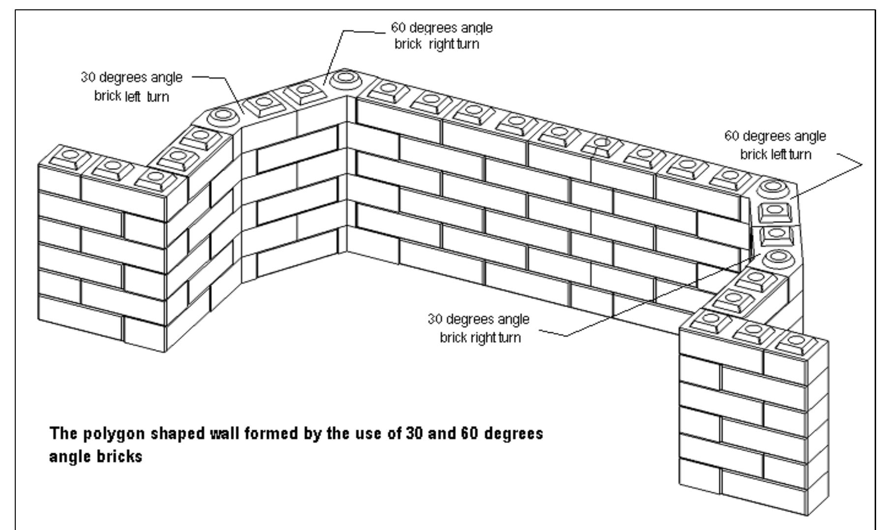 20 common polygonal wall assembled using angle brick and 602