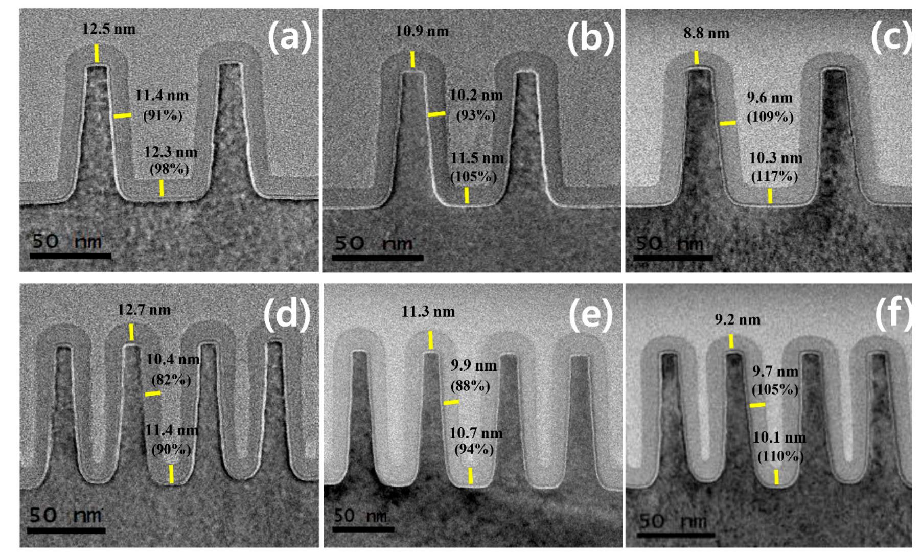 Cross sectional tem images for step coverage of the rpald