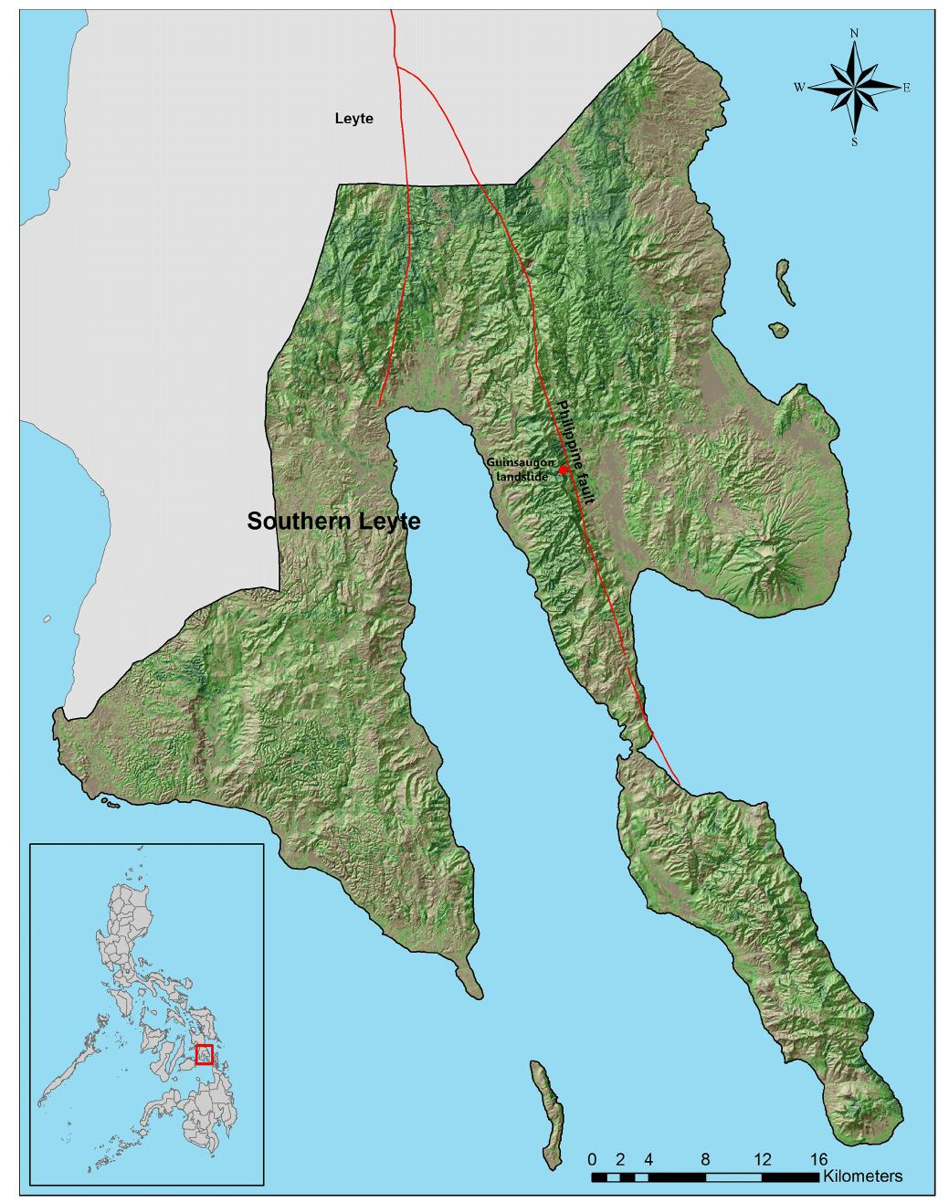 Location of southern leyte in the philippine map with