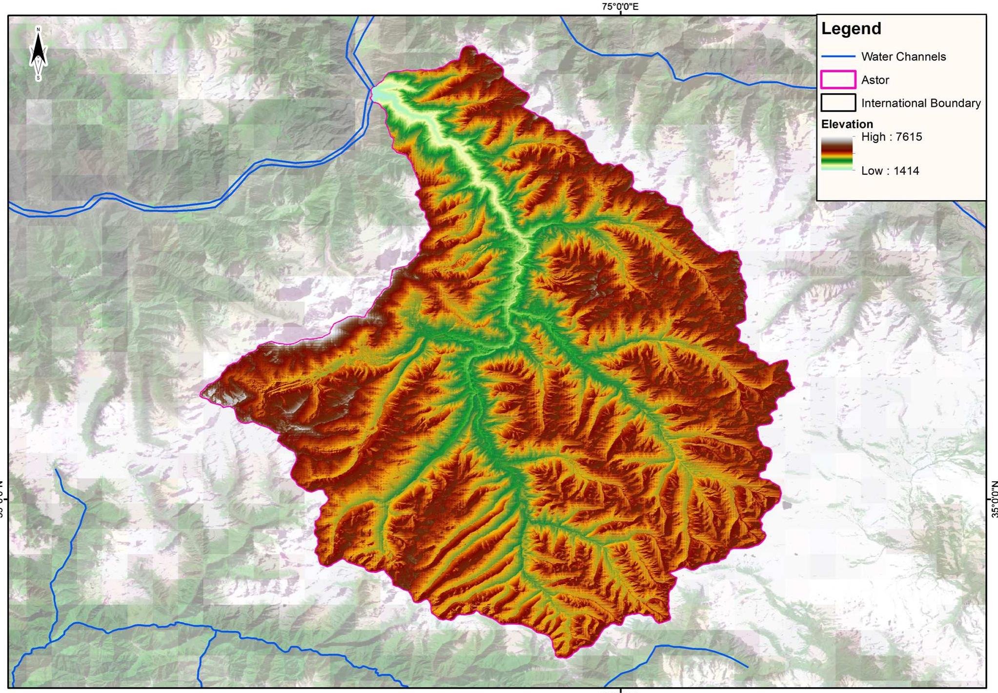 Representation of altitudinal regime map of astore basin