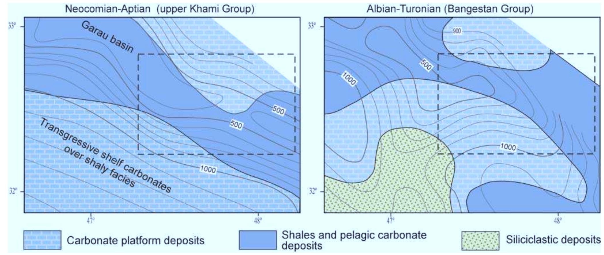 Cretaceous palaeofacies maps of the lurestan province;