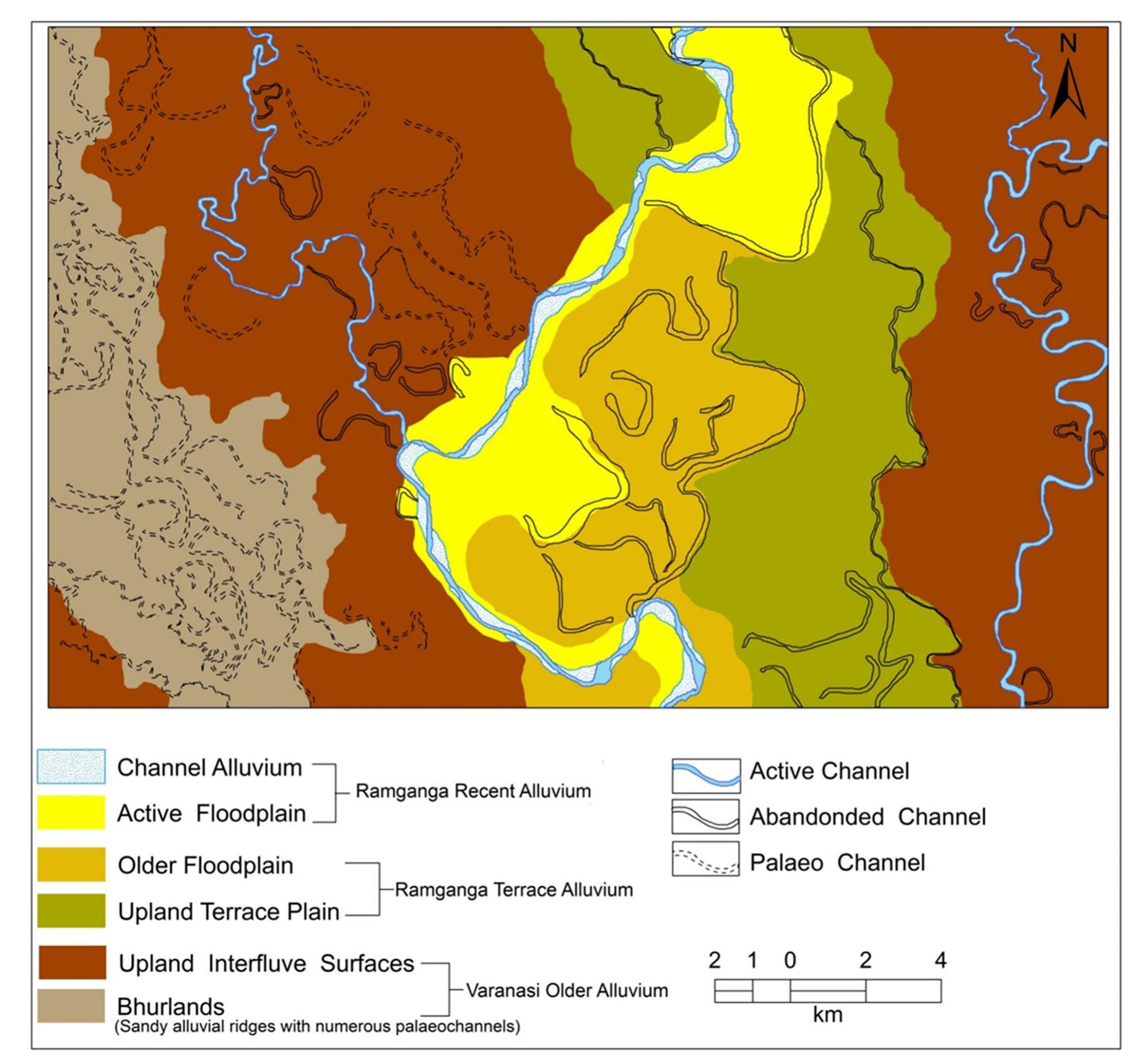 Geological and geomorphological map of the ramganga river