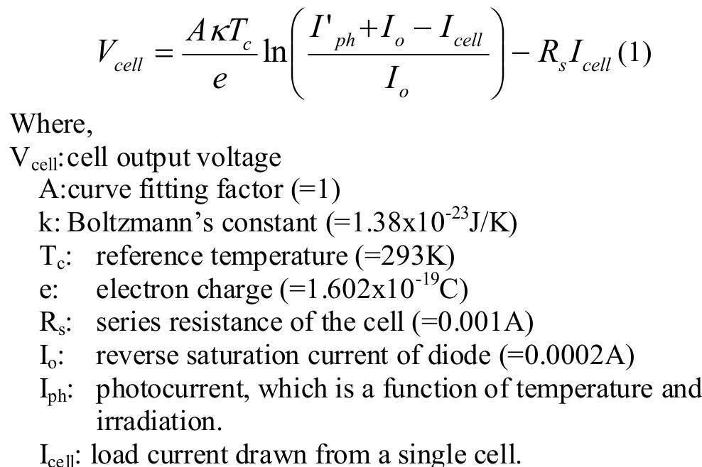 The solar cell output voltage is a function of photocurrent