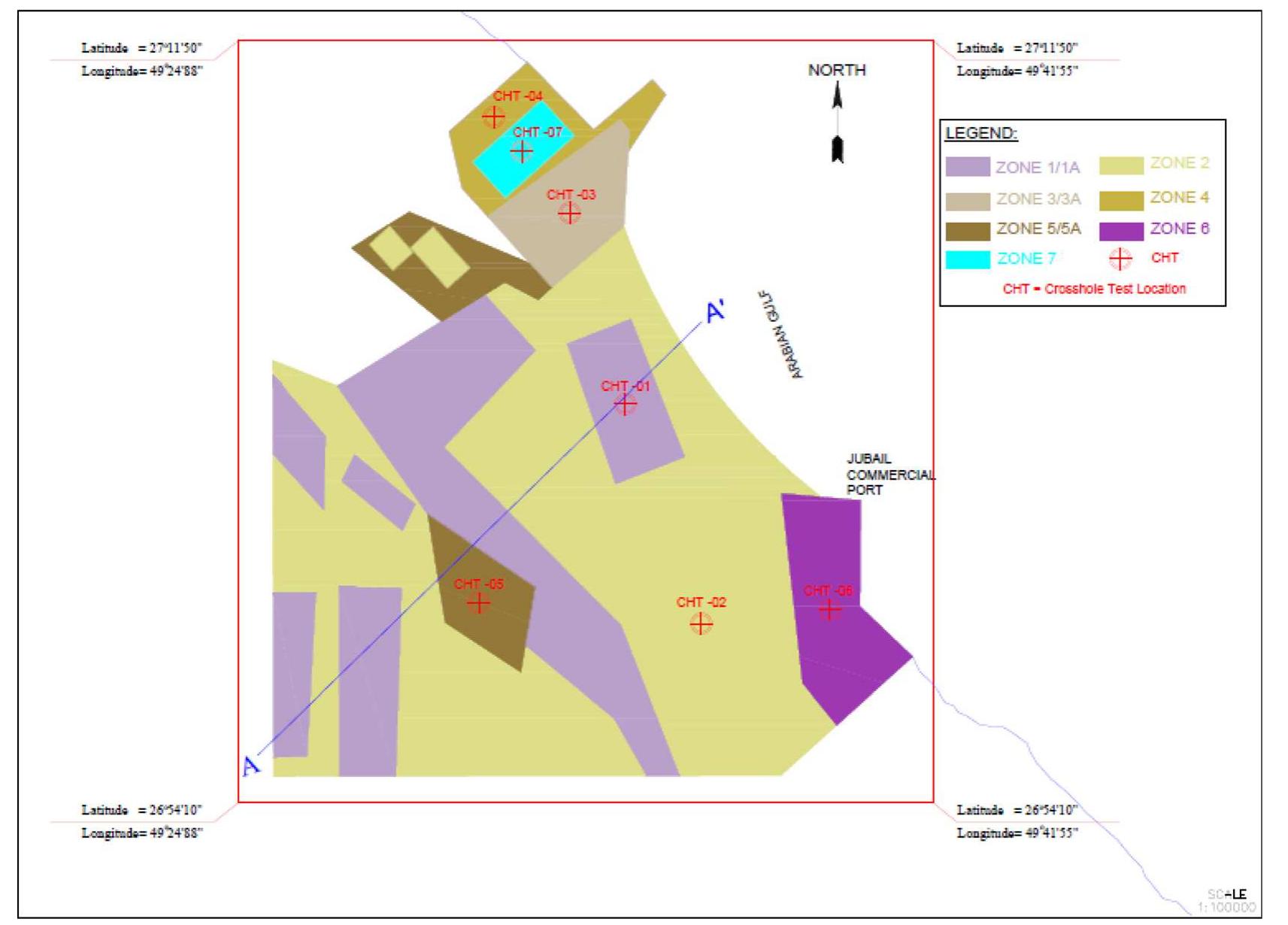 Subsurface strata zoning map of the study area showing ten