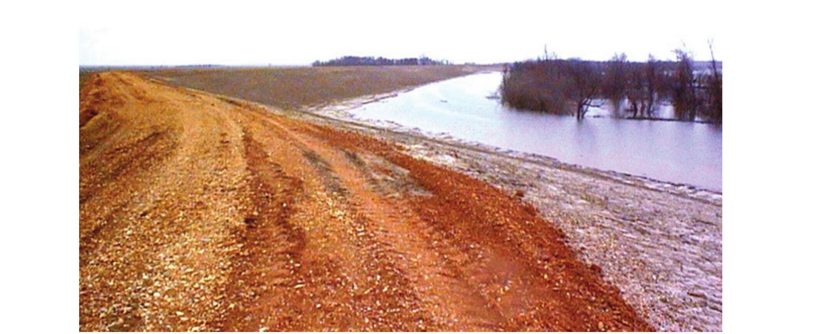 Levees are earthen structures installed on the floodplain to