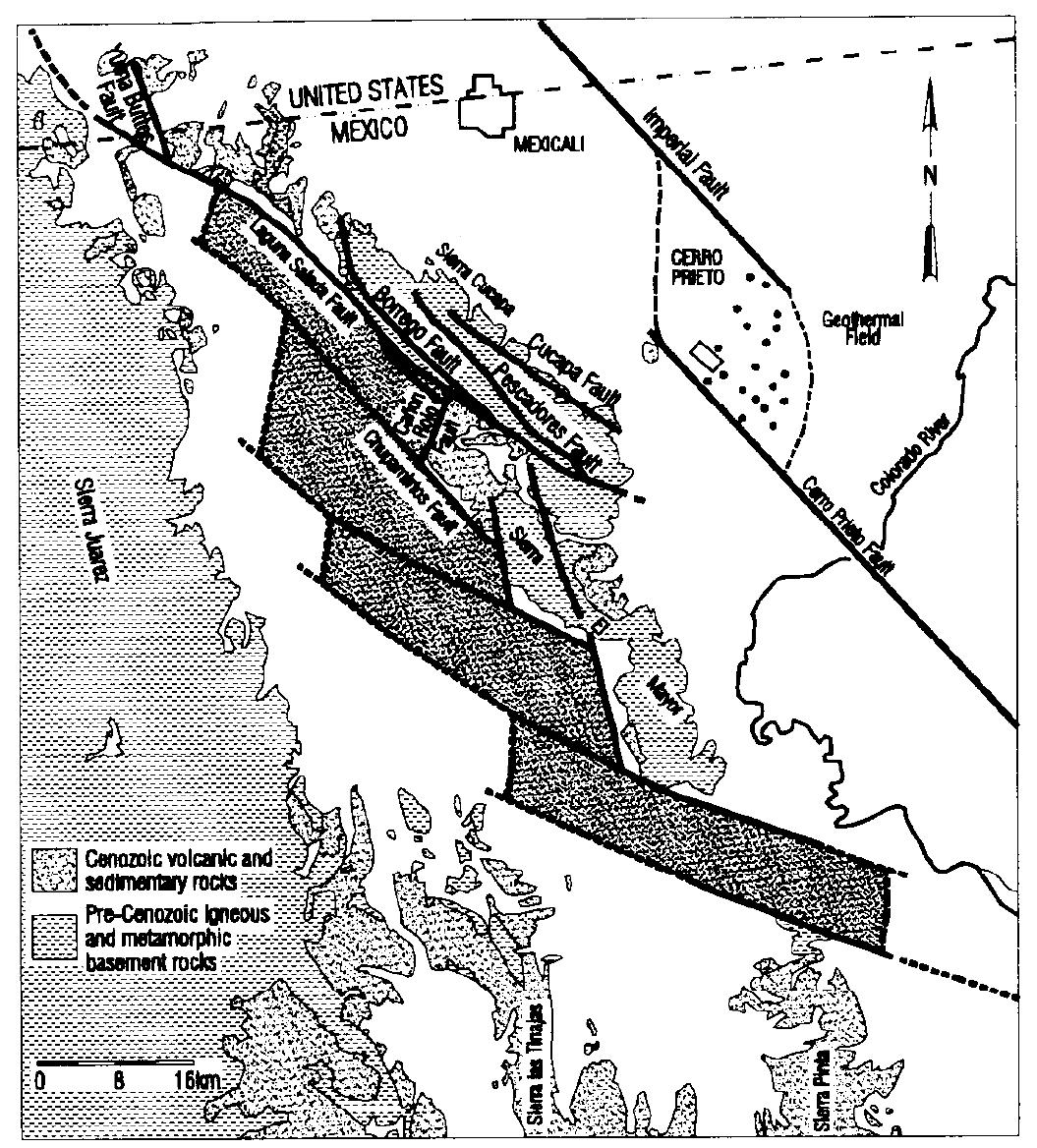 Map showing the location of the cerro prieto geothermal