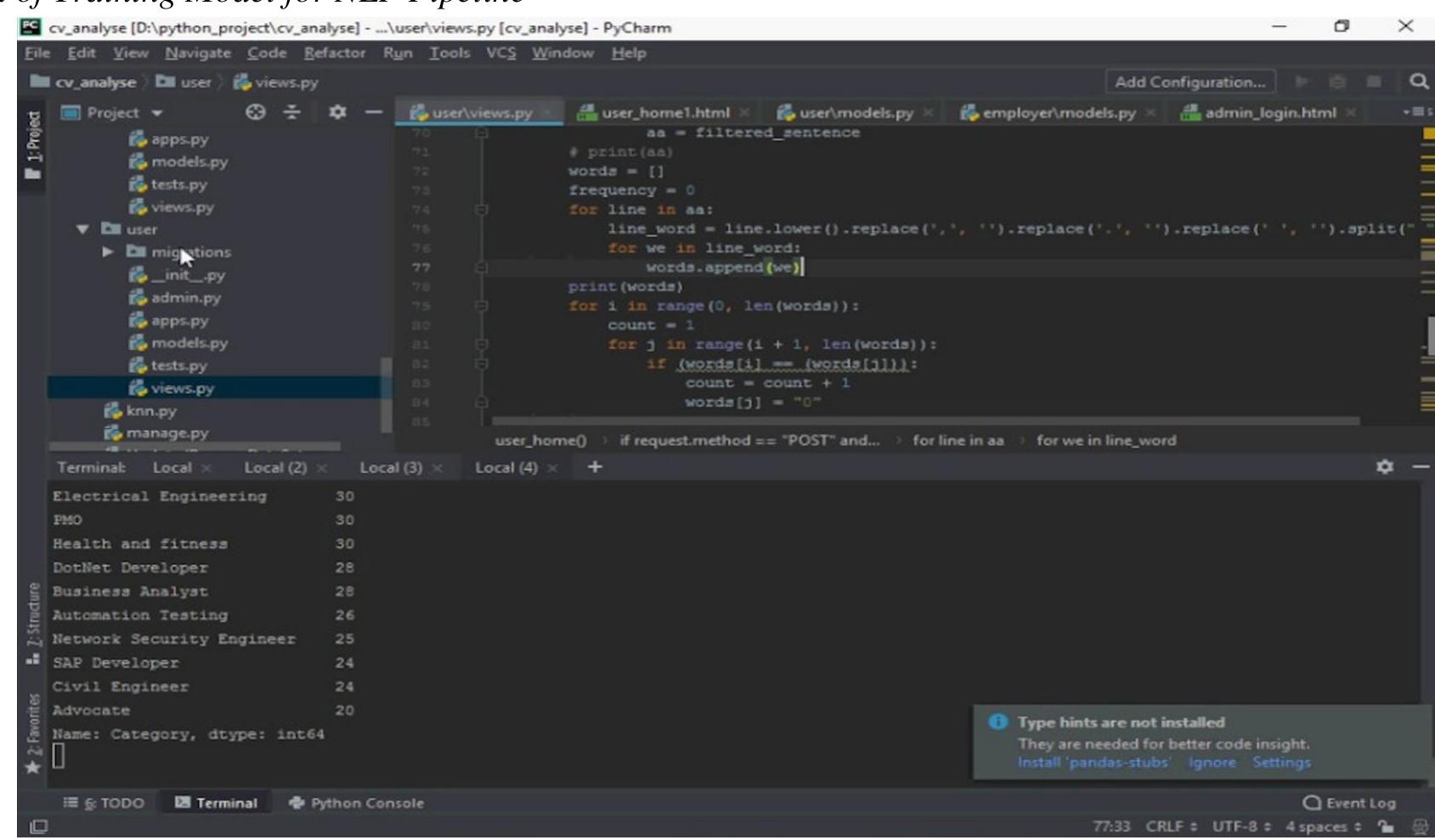 Training Model For Nlp Pipeline