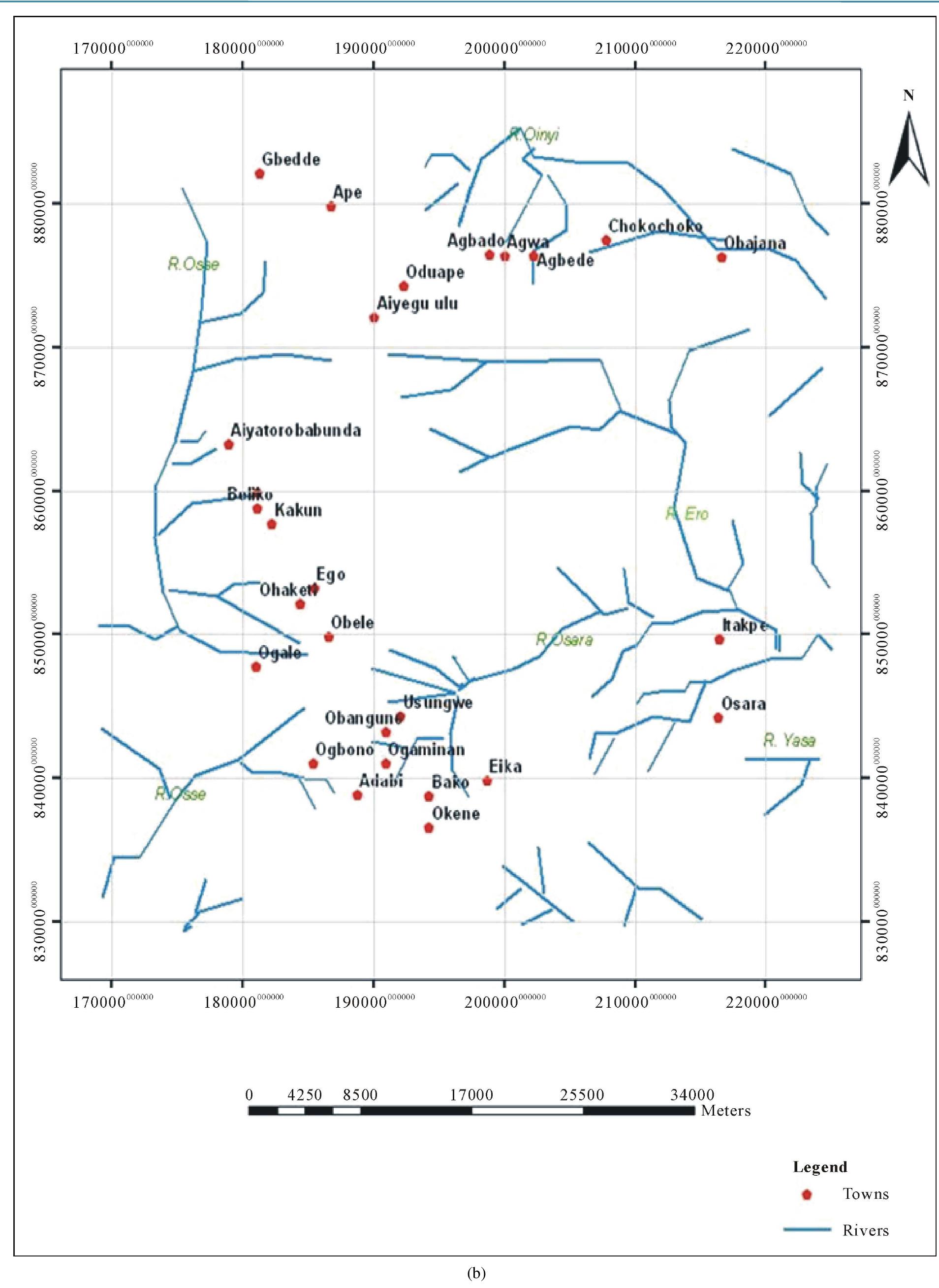 Igure 5. (a) lineament map of okene and its environs; (b)